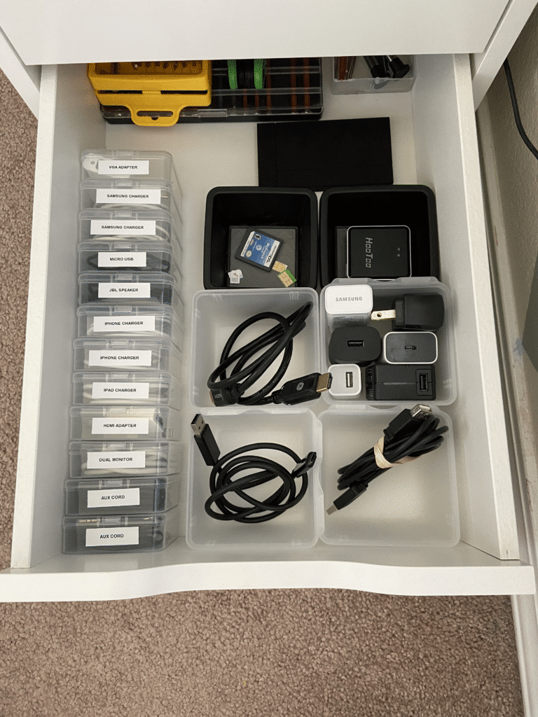 How to Organize a Tech Drawer - Whitney Hansen | Money Coaching