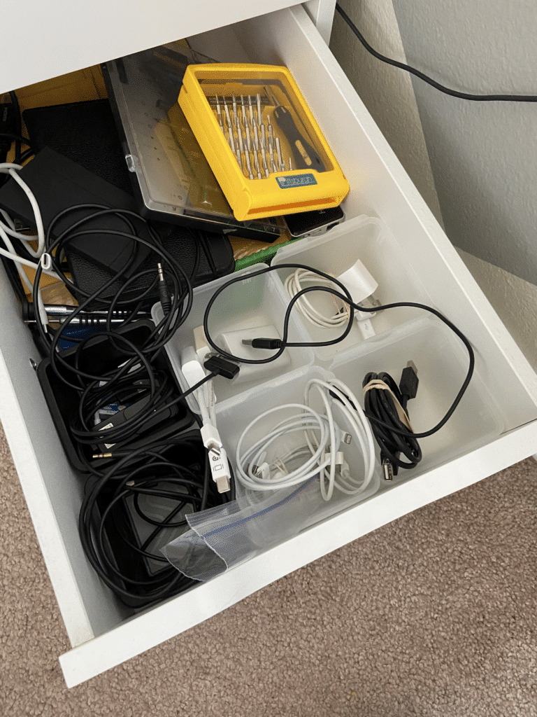 How to Organize a Tech Drawer - Whitney Hansen | Money Coaching