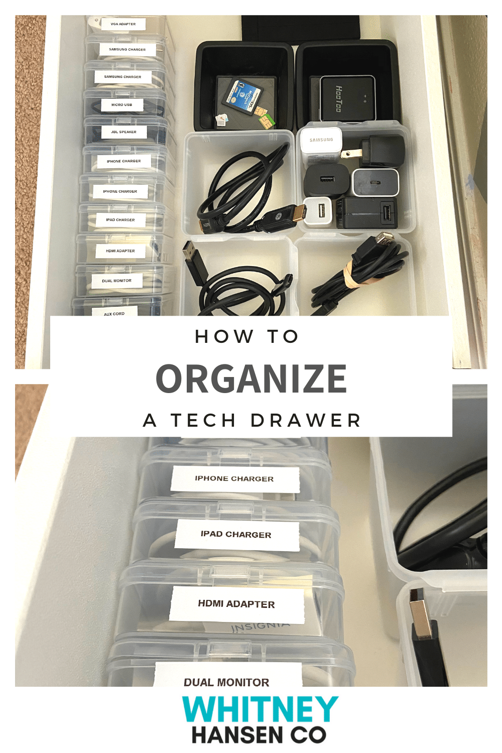 How to Organize a Tech Drawer - Whitney Hansen | Money Coaching